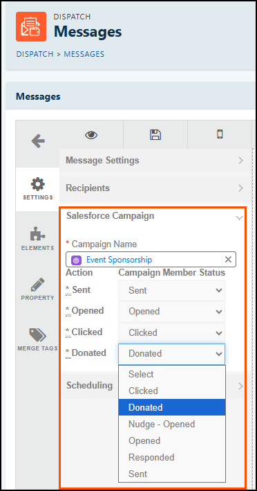 Click & Pay (Salesforce): Dispatch - Email - Mass Email – Click & Pledge